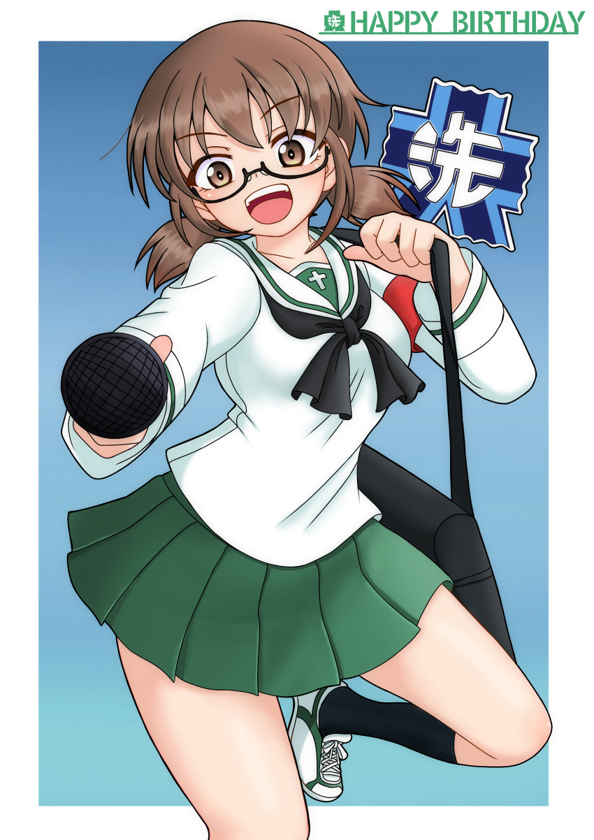 Safebooru - 1girl absurdres amanone yun black background black socks brown eyes brown hair girls ...