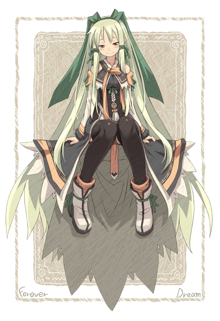 Safebooru - 1girl bailknight black thighhighs blonde hair blush blush stickers boots fantasy ...