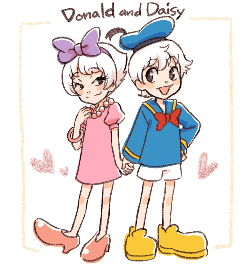 Safebooru - 1boy 1girl blue eyes bow daisy duck disney donald duck full ...