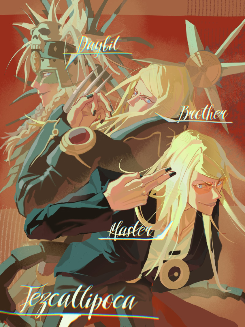 Safebooru - 1boy armor aztec black armor black coat blonde hair blue ...