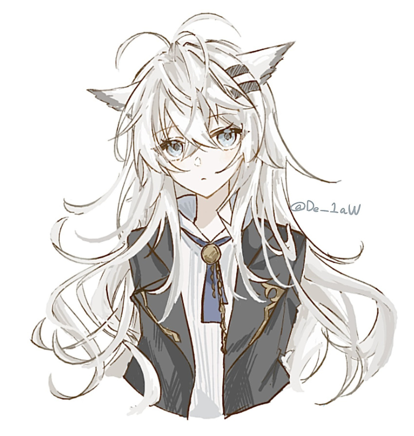 Safebooru - 1girl animal ears arknights blue eyes bolo tie closed mouth commentary cropped torso ...