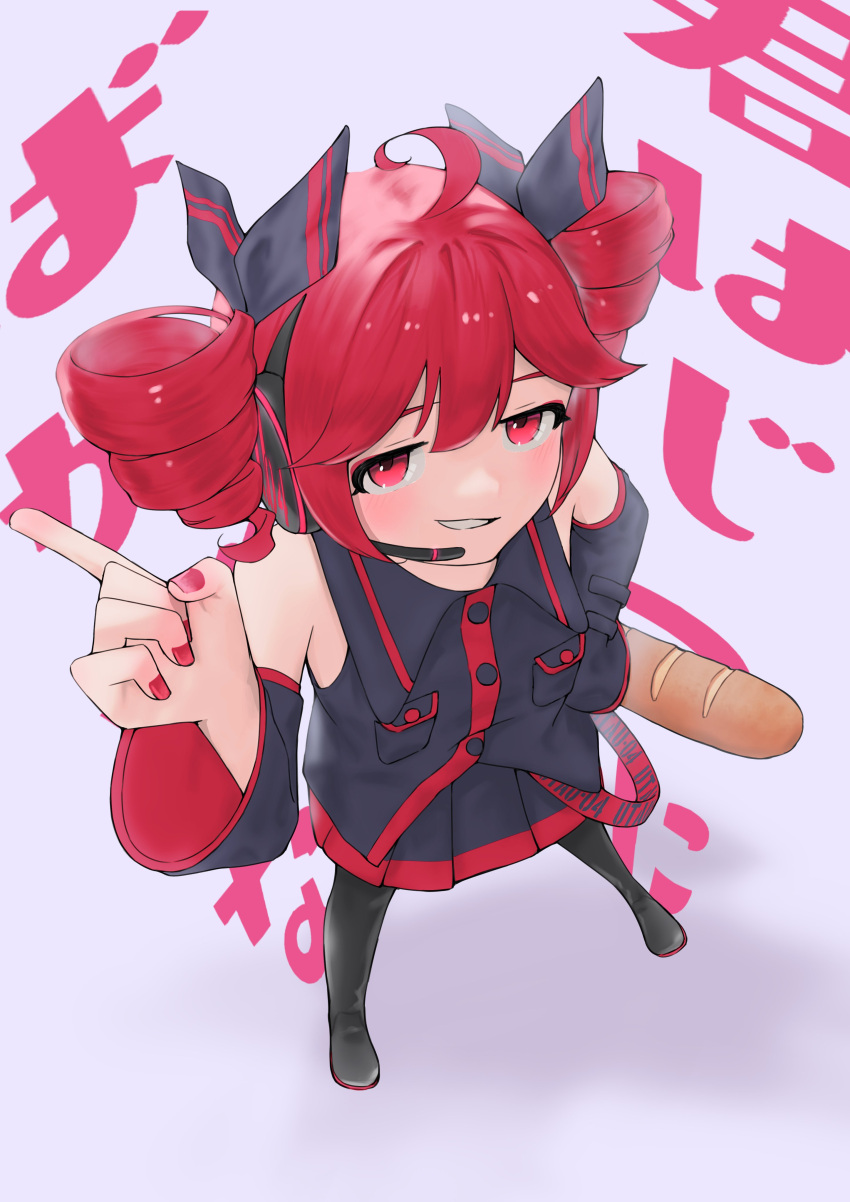 Safebooru - 1girl absurdres baguette bare shoulders black bow black skirt black sleeves black ...