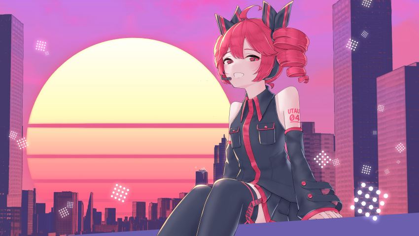 Safebooru - 1girl absurdres ahoge black bow black skirt black sleeves black thighhighs blush bow ...