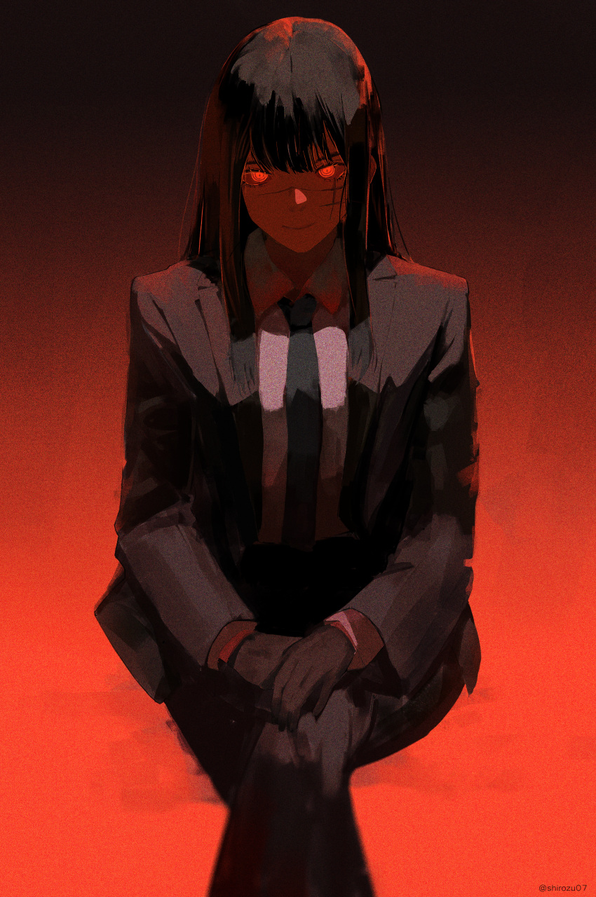 Safebooru - 1girl absurdres artist name black gloves black hair black necktie chainsaw man ...