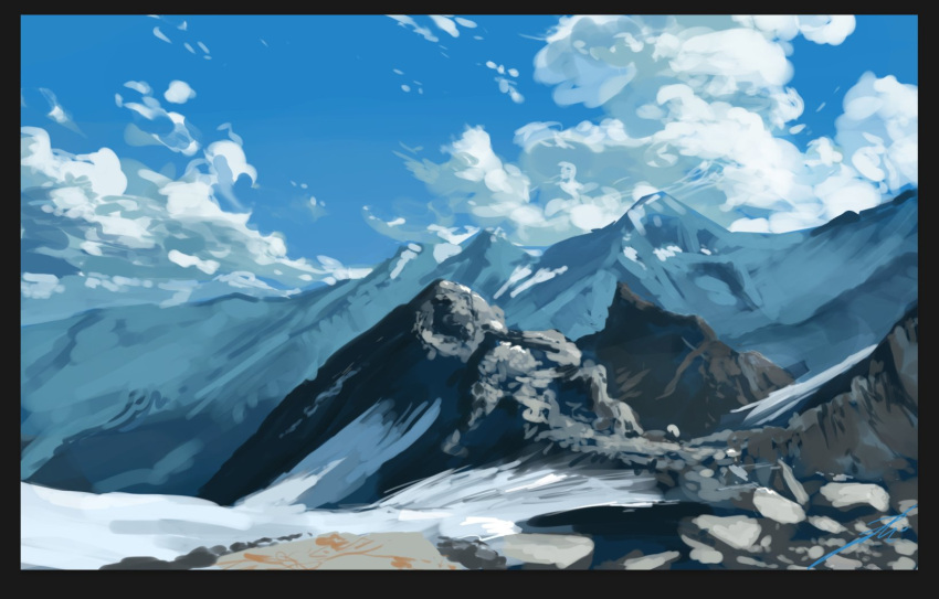 Safebooru - clouds cloudy sky commentary request day highres landscape mountain no humans ...
