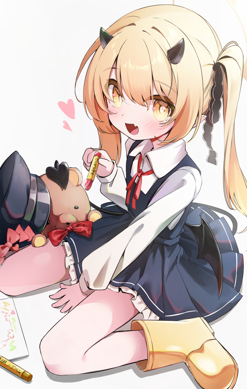 Safebooru - 1girl absurdres blonde hair blue archive demon horns demon tail demon wings halo ...