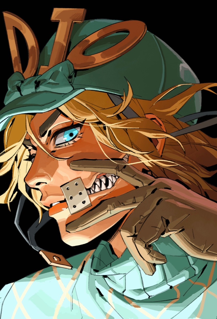 Safebooru - 1boy argyle clothes argyle sweater black background blonde hair blue bow blue eyes ...