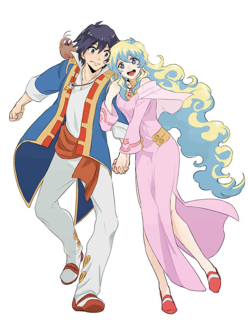 Safebooru - + + 1boy 1girl :d black eyes black hair blonde hair blue ...