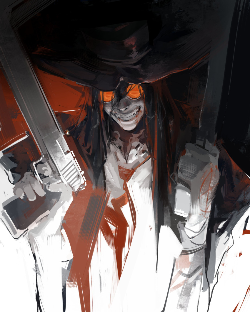 Safebooru - 1boy absurdres alucard (hellsing) black hair blood blood on face casull (hellsing ...