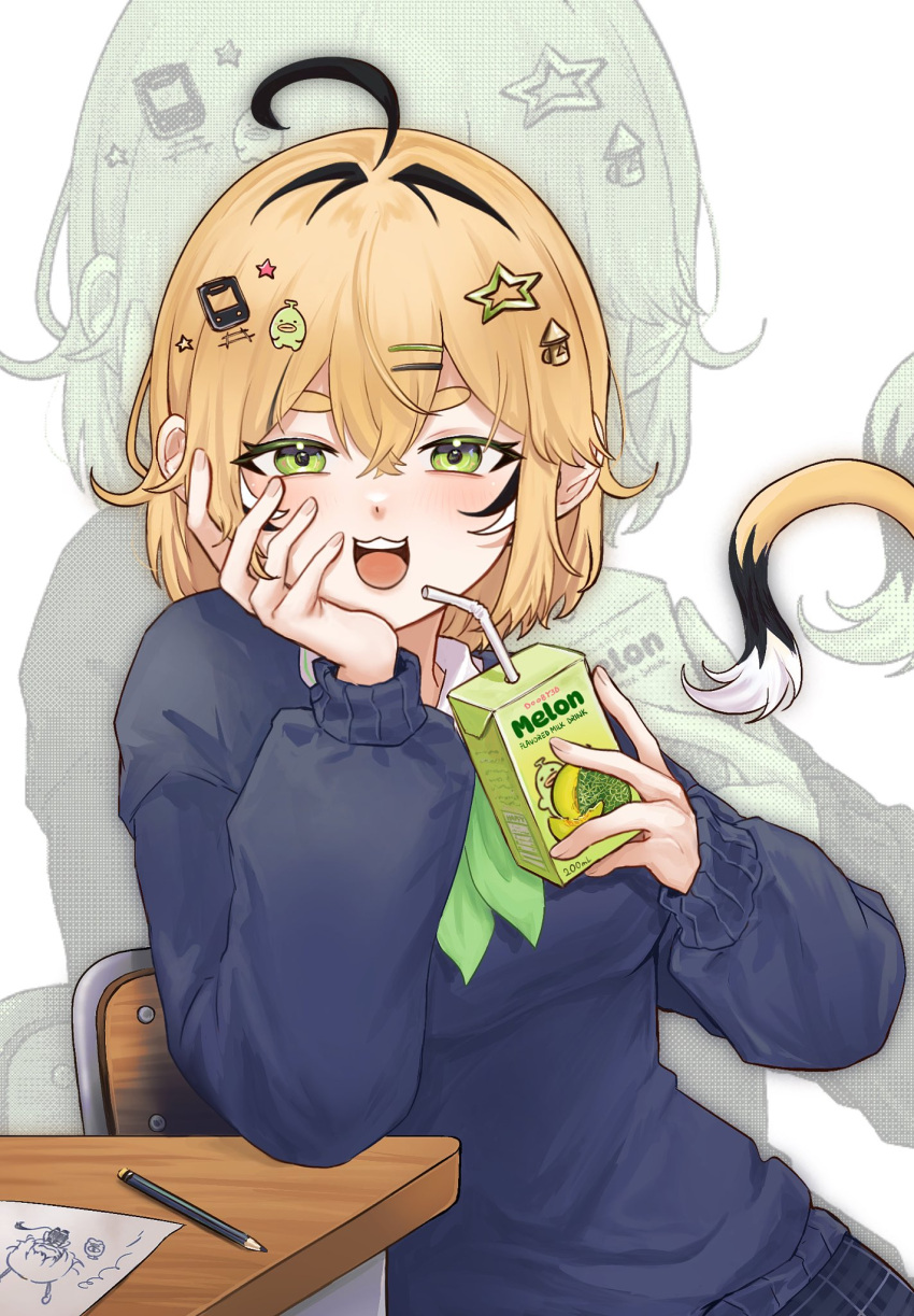 Safebooru - 1girl :3 ahoge alternate costume ascot black hair blonde ...