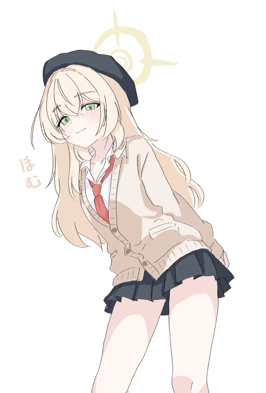Safebooru - 1girl arms behind back beret black skirt blonde hair blue archive blush brown ...
