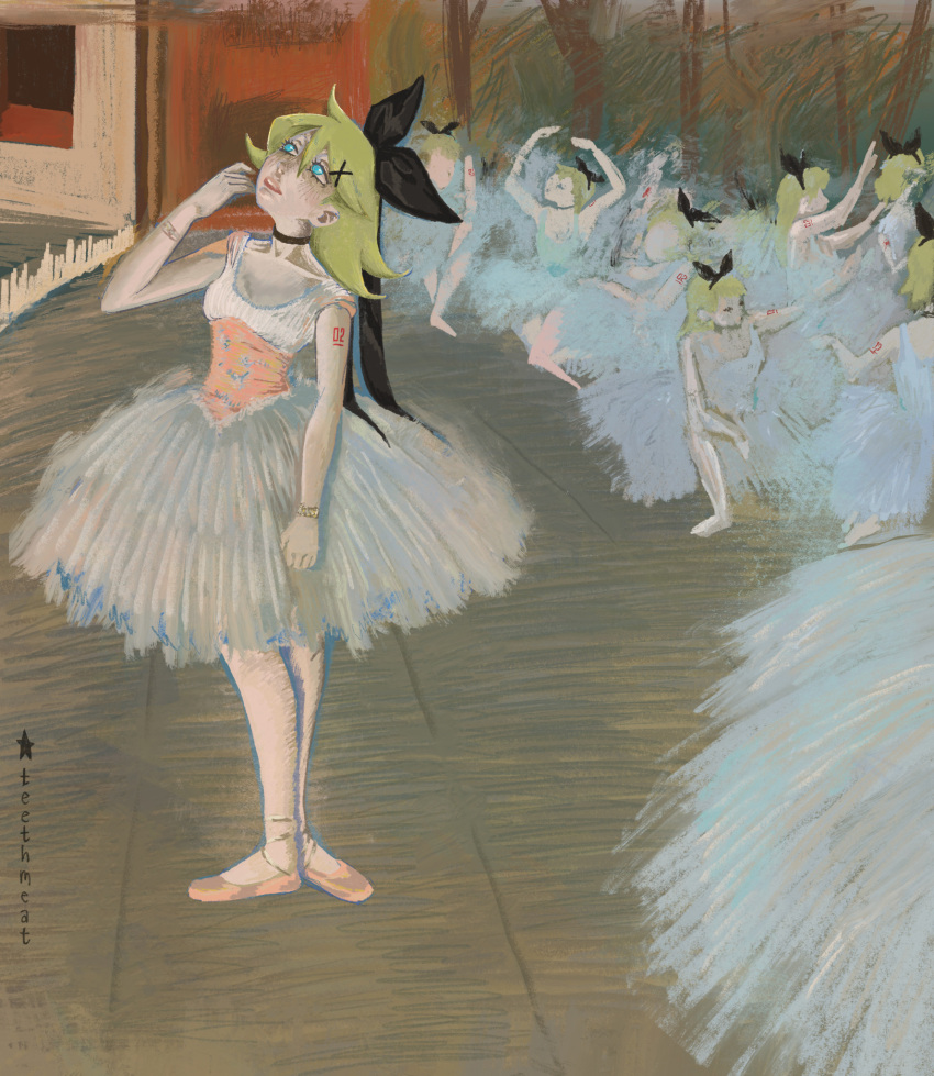 Safebooru - 1girl arm tattoo ballerina ballet slippers black choker ...