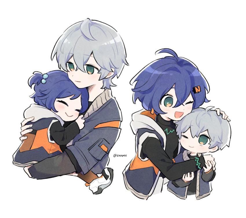 Safebooru - 1boy 1girl artist name belle (zenless zone zero) black jacket black shirt blue hair ...