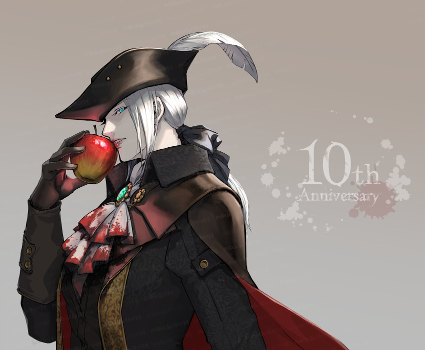 Safebooru - 1girl absurdres apple ascot blood bloodborne blue eyes cape ...