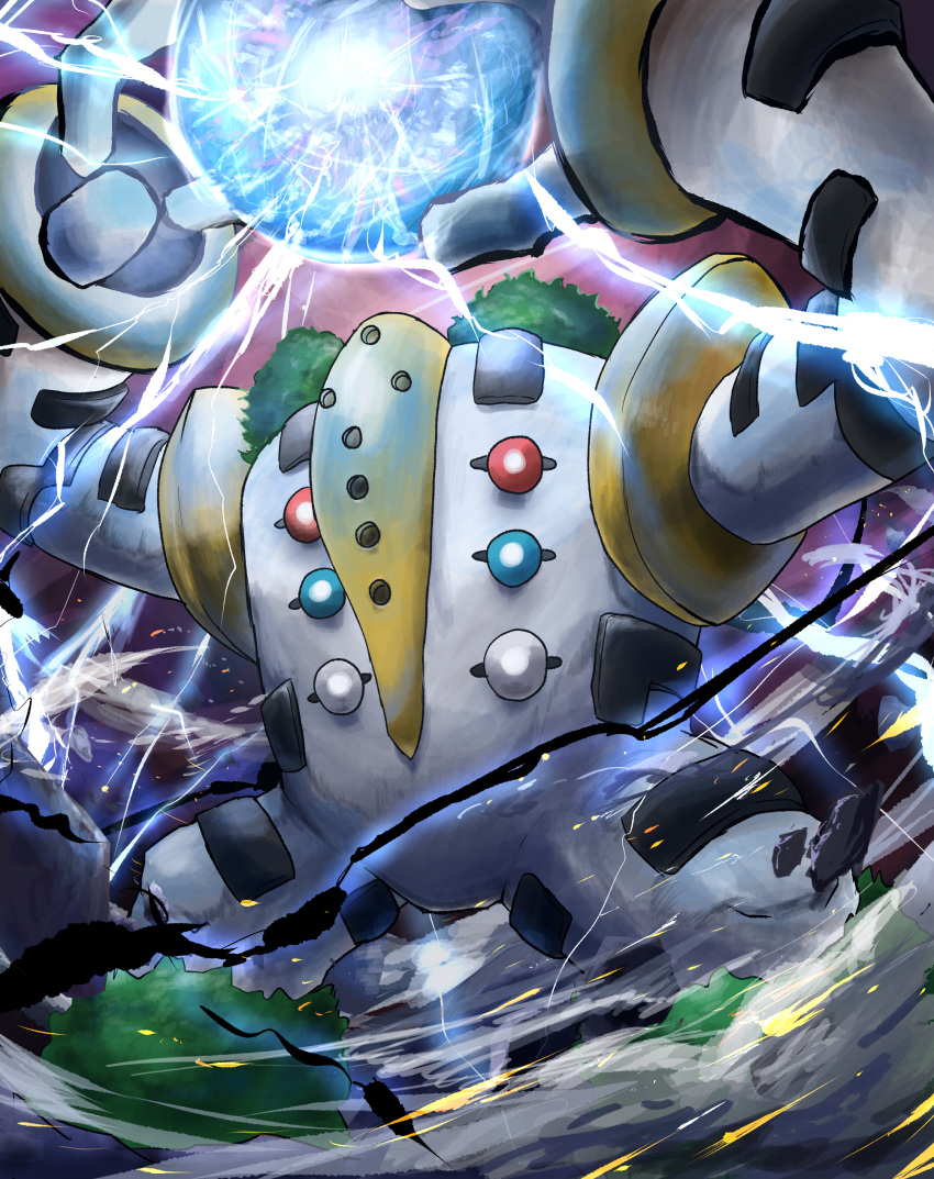 Safebooru - absurdres arms up debris ekaki panda energy ball glowing ...