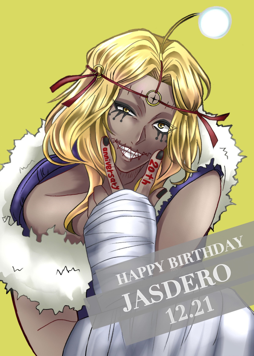 Safebooru - 1boy bandaged arm bandages bare shoulders black eyeliner black nails blonde hair d ...