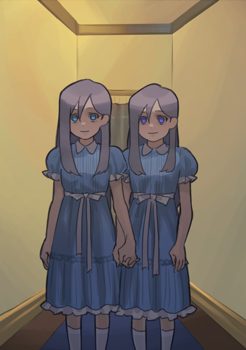 Safebooru - 2girls absurdres alternate costume blue dress blue eyes commentary request crossover ...