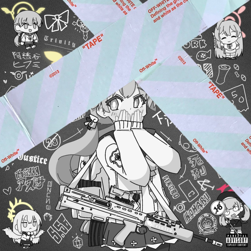 Safebooru - album cover redraw assault rifle azusa (blue archive) blue ...