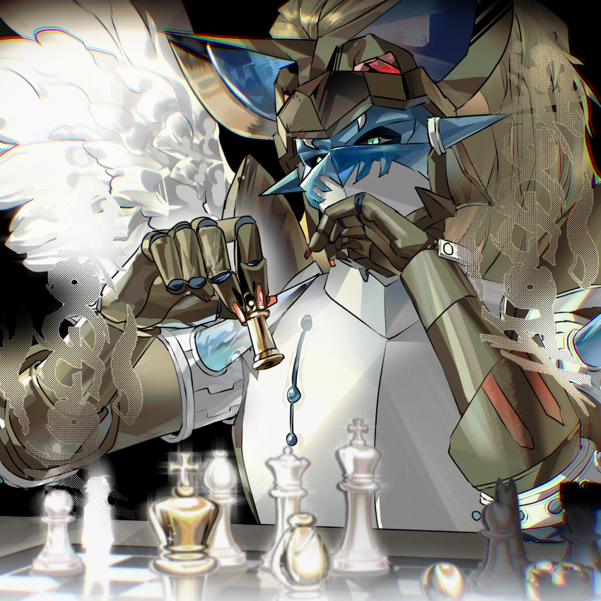 Safebooru - 1boy bishop (chess) blonde hair board game brown helmet ...