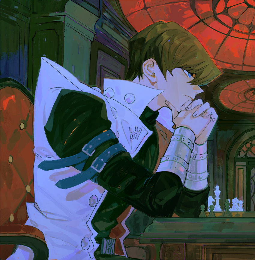 Safebooru - 1boy azolitmin bishop (chess) black shirt blue eyes board ...