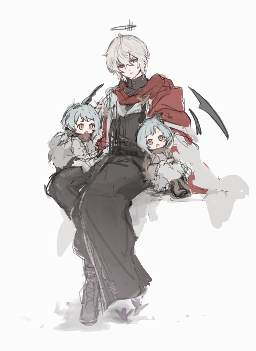 Safebooru - 1girl 2boys :d :o absurdres arknights black boots black pants black shirt boots ...