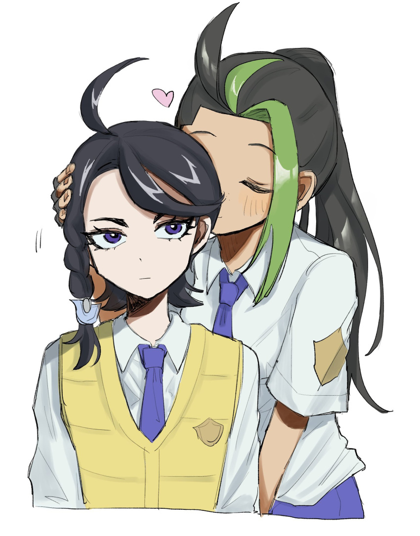 Safebooru - 2girls ahoge black gloves black hair braid dark-skinned ...