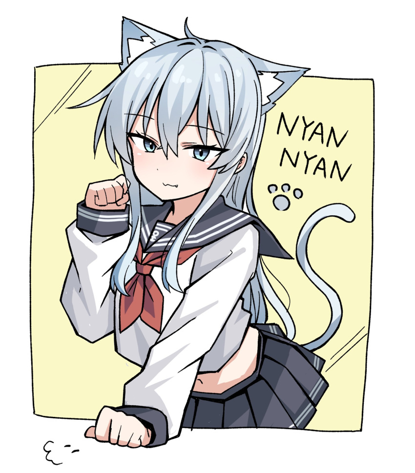 Safebooru - 1girl animal ear fluff animal ears black sailor collar black skirt blue eyes cat ...