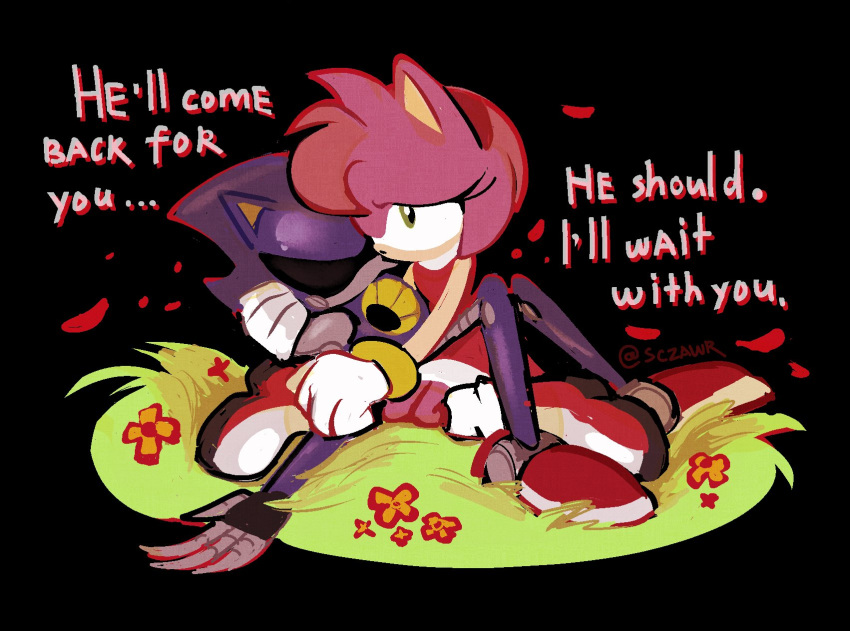 Safebooru - 1girl amy rose animal ears animal nose black background black sclera blue fur ...