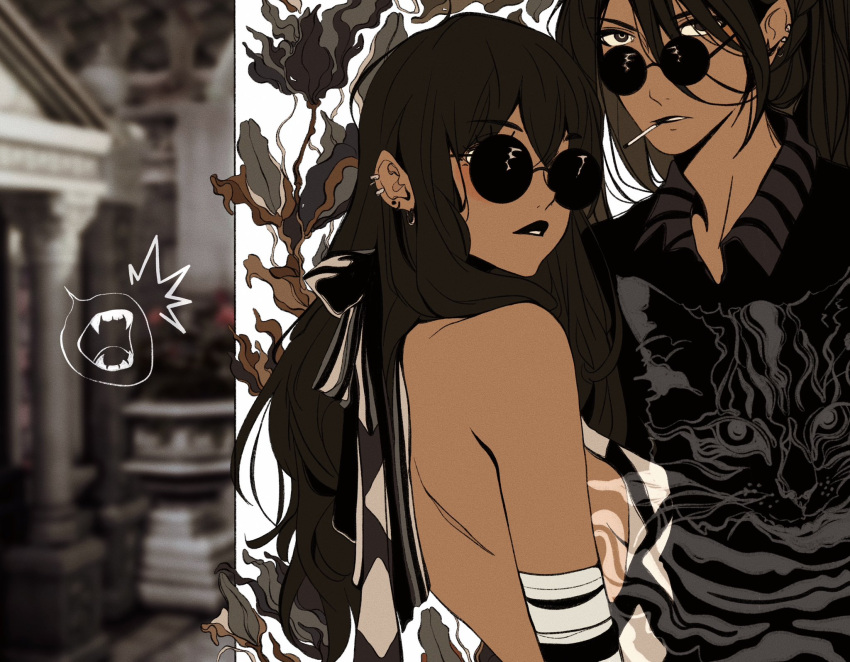 Safebooru - 1boy 1girl backless dress backless outfit bandaged arm bandages bare shoulders black ...