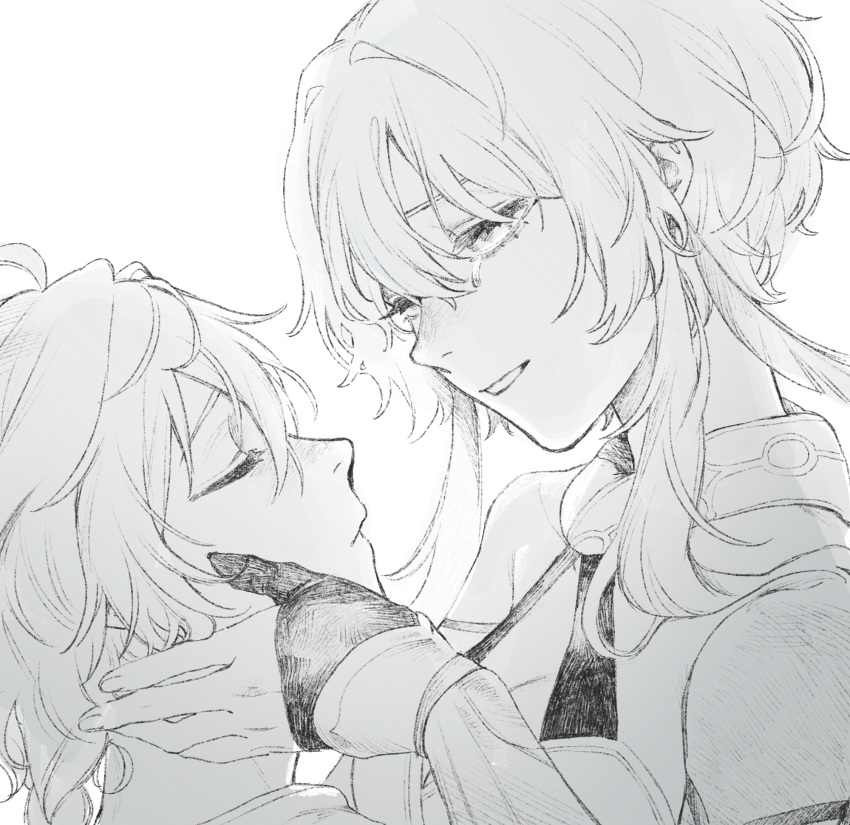 Safebooru - 1boy 1girl aether (genshin impact) ahoge braid closed eyes crying crying with eyes ...