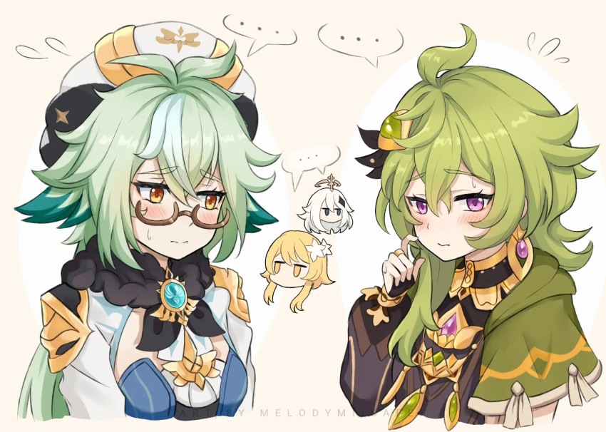 Safebooru - ... 4girls ahoge antenna hair aqua hair artist name bangs ...