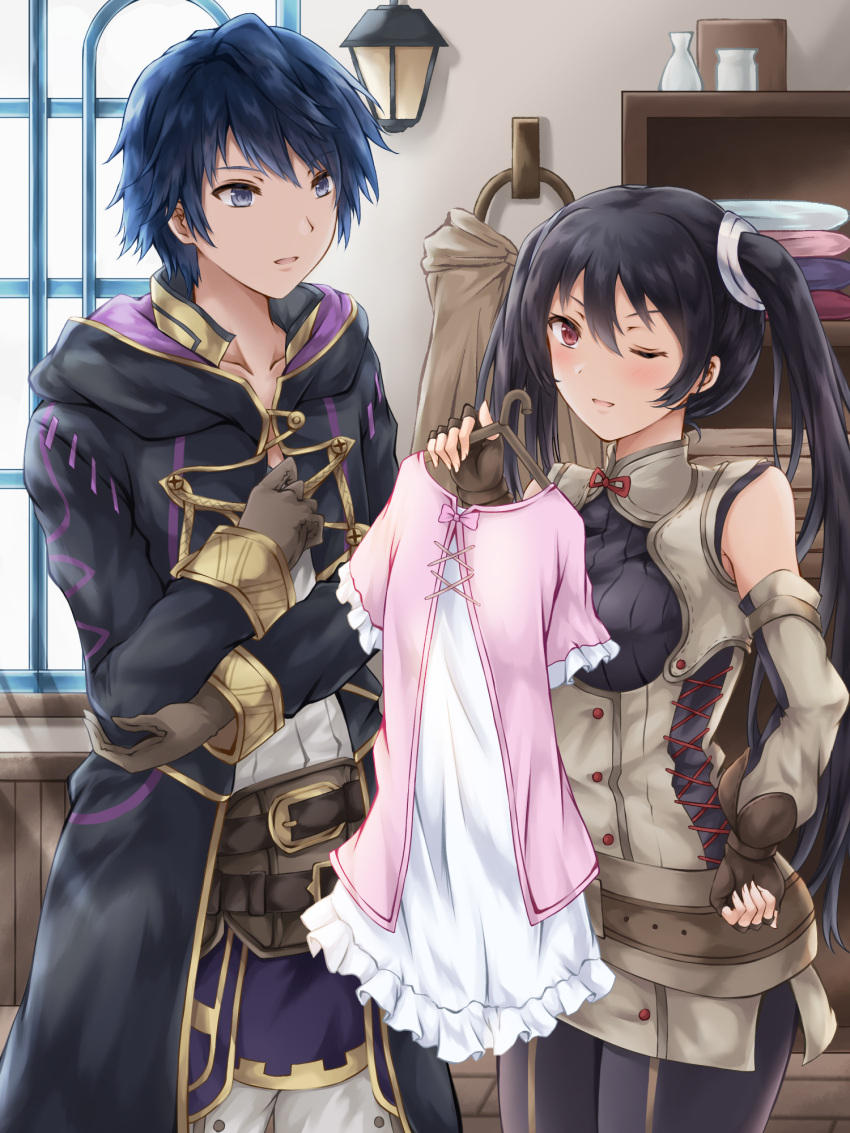 Safebooru - 1boy 1girl belt belt buckle black eyes black hair black pants black robe blush brown ...