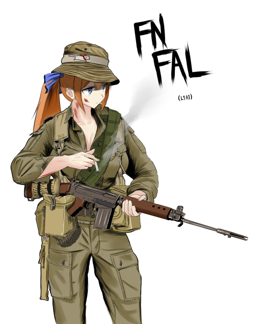 Safebooru - 1girl aninju6657 australian army battle rifle blood blood ...