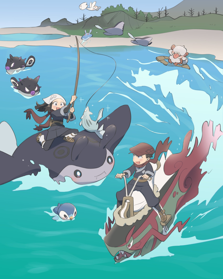 Safebooru - 1boy 1girl absurdres akari (pokemon) basculegion ...