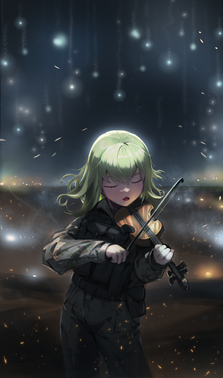 Safebooru - 1girl absurdres green hair highres holding holding ...