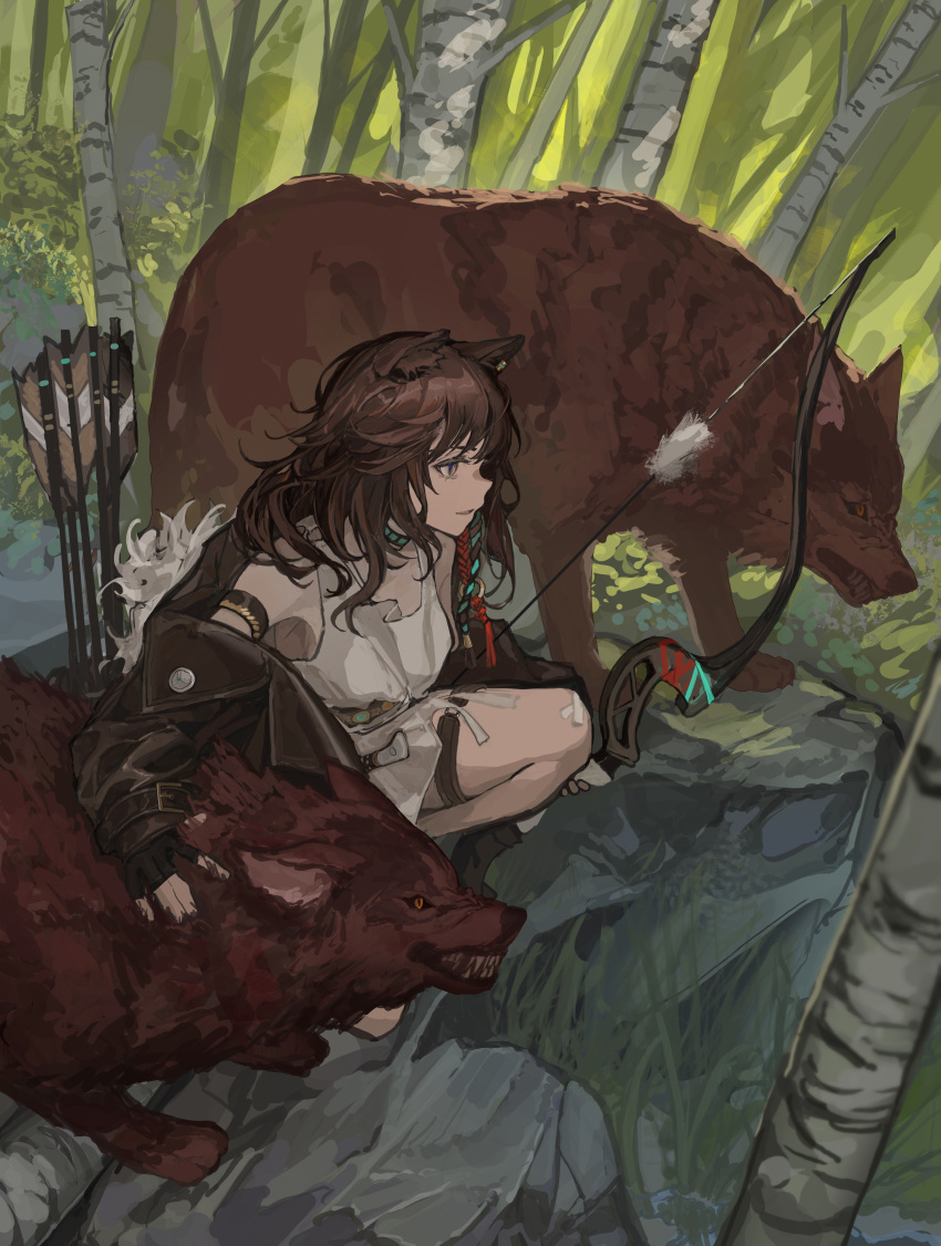 Safebooru - 1girl absurdres animal animal ear fluff animal ears arknights armband arrow ...