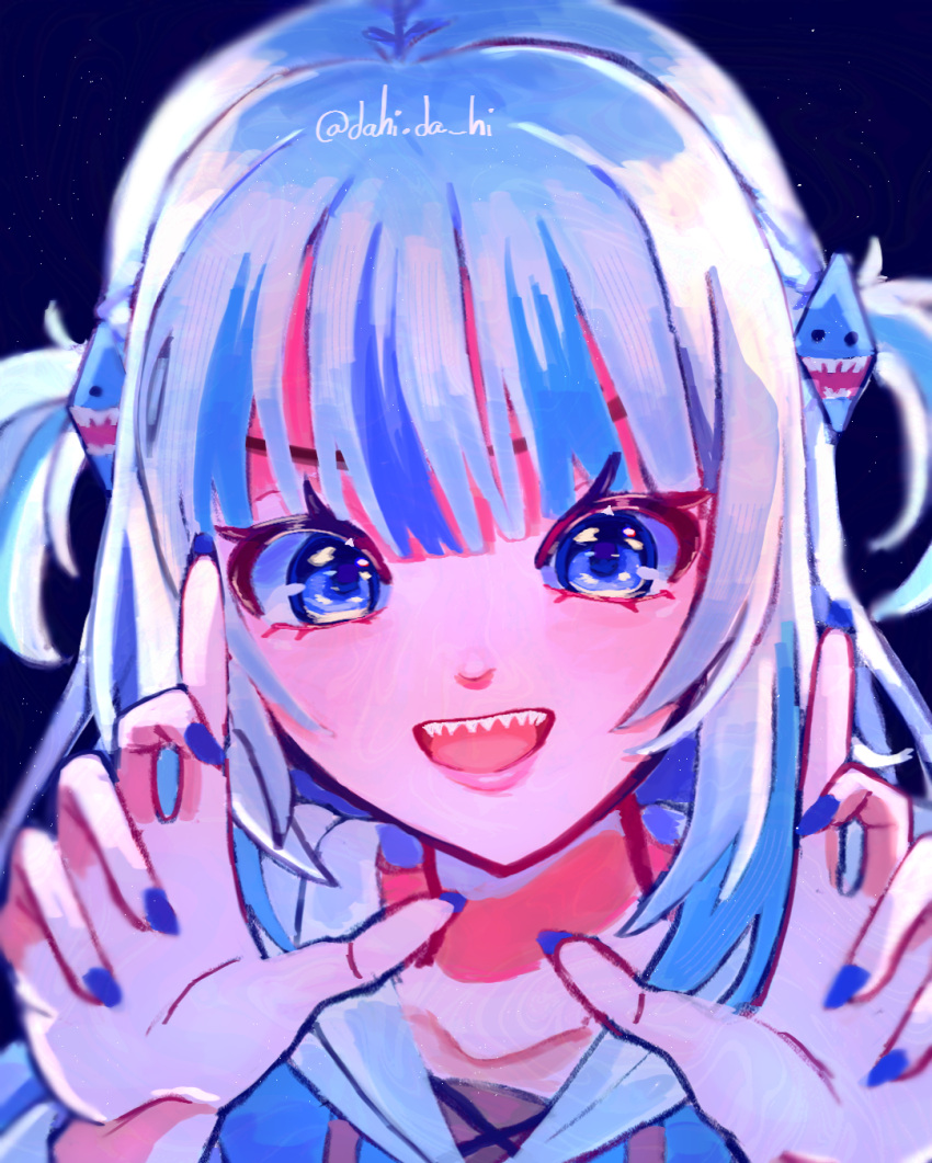 Safebooru - animal costume animal hood blue eyes blue hoodie blue sky dahi.da hi gawr gura gawr ...