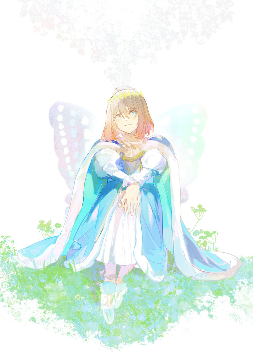Safebooru - 1boy absurdres arthropod boy blue cloak blue eyes butterfly wings cloak crown ...