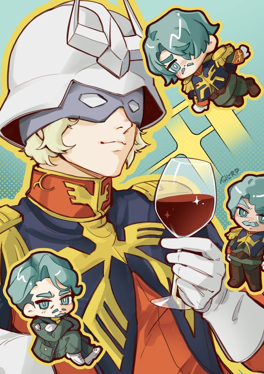 Safebooru - 2boys absurdres alcohol artist name blonde hair challia ...