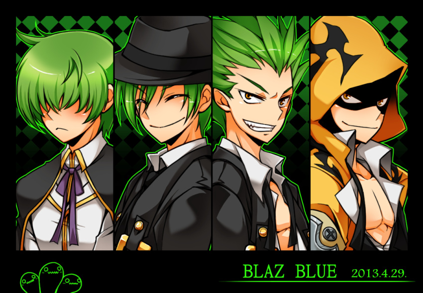 Safebooru - 3boys black jacket blazblue closed eyes dated eyes in ...