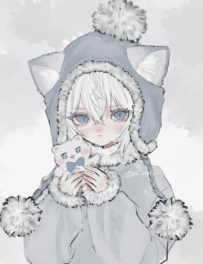 Safebooru - 1girl absurdres animal ears blue eyes blush cat ears cat girl closed mouth ...