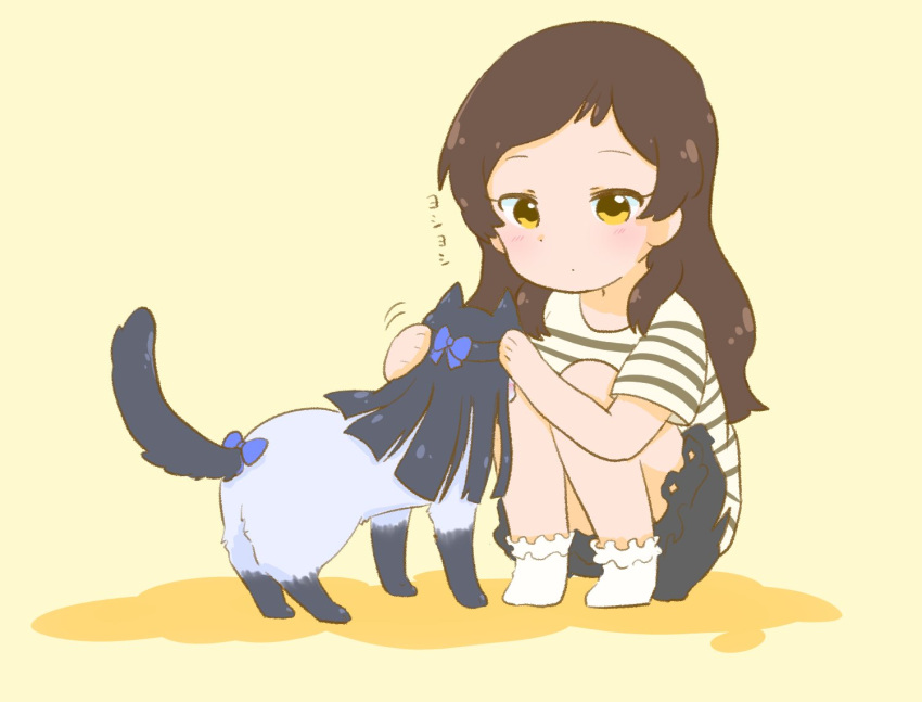 Safebooru - 1girl animal animalization black hair black skirt blue bow bow brown eyes brown hair ...