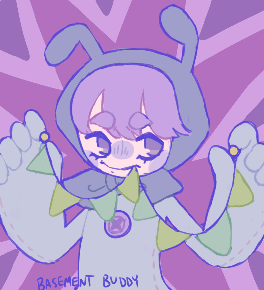 Safebooru - basement buddy bow highres male focus purple bow purple hair rabbit violet eyes ...