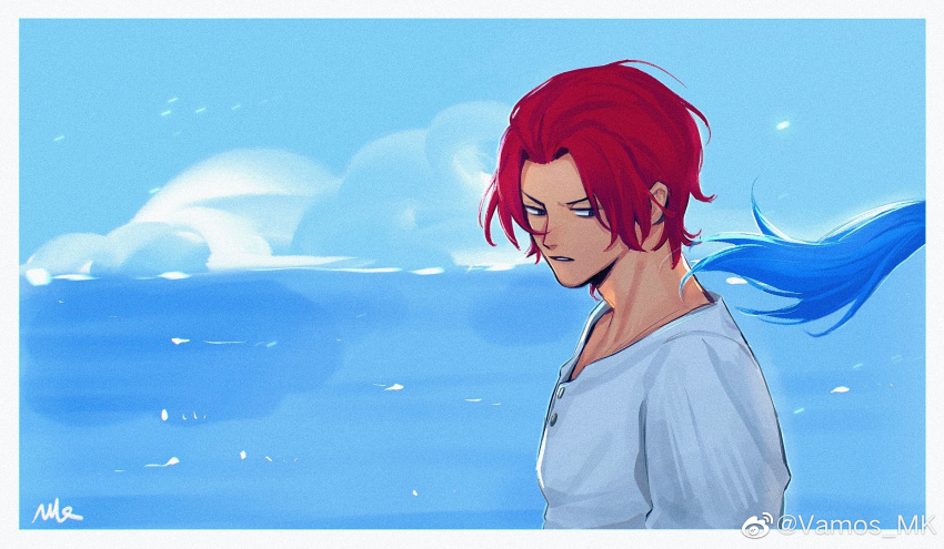 Safebooru - 1boy black eyes blue hair blue sky border buggy the clown clouds highres male focus ...