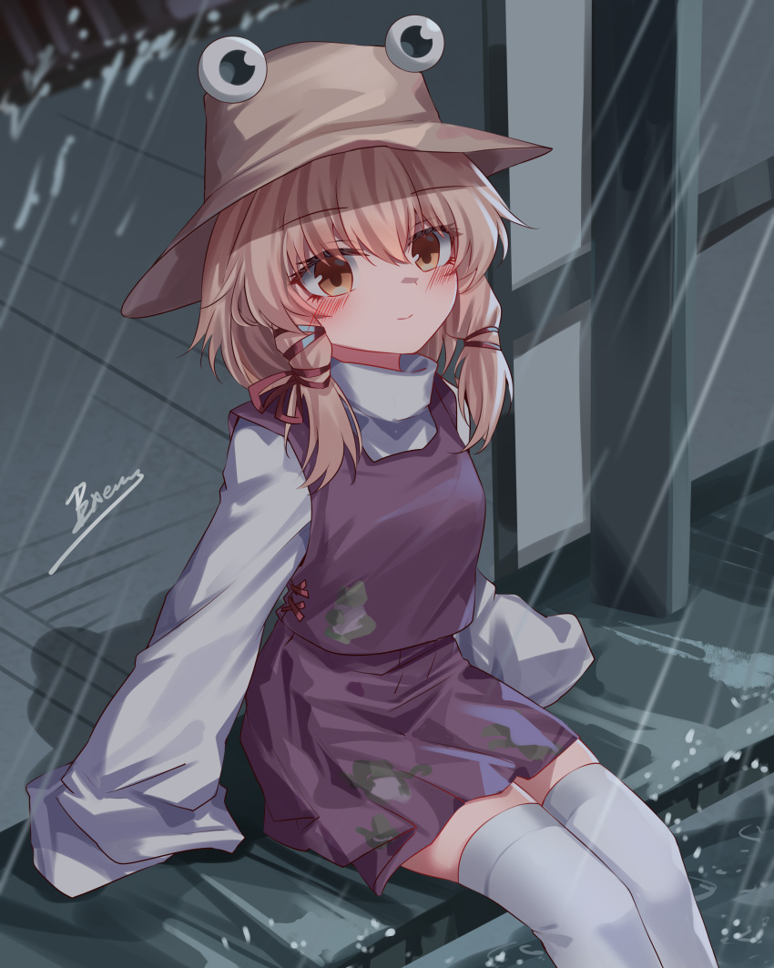 Safebooru - 1girl absurdres blonde hair brown hat closed mouth frog hat hat highres light blush ...