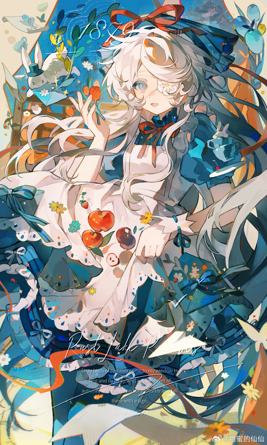 Safebooru - 1girl alice (alice in wonderland) apple apron blue dress ...
