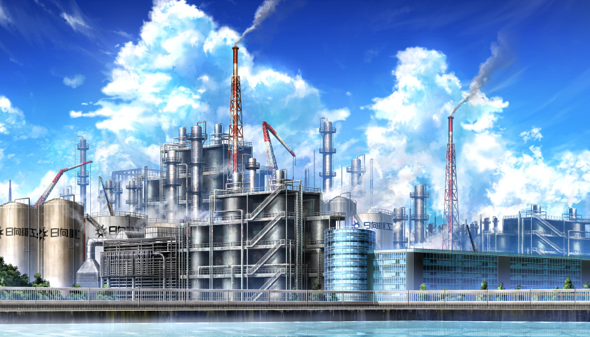 Safebooru - building clouds cloudy sky crane (machine) cumulonimbus cloud day distillation ...