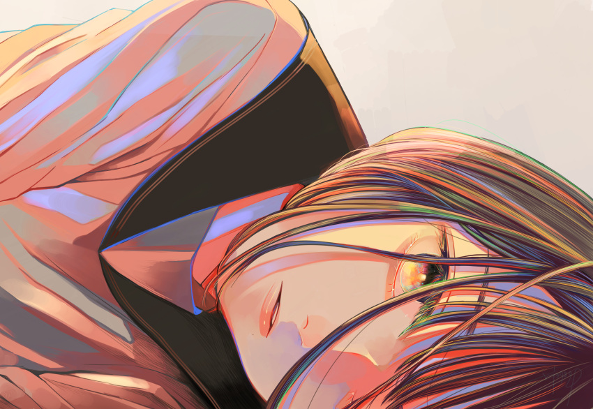 Safebooru - 1girl absurdres brown eyes brown hair highres looking at viewer lying on side ...