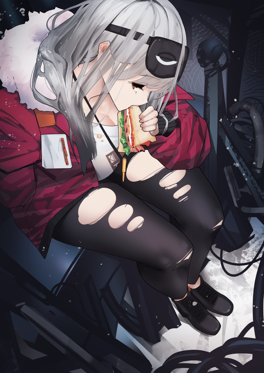 Safebooru - 1girl absurdres ankle boots black footwear black pants boots collarbone cross-laced ...