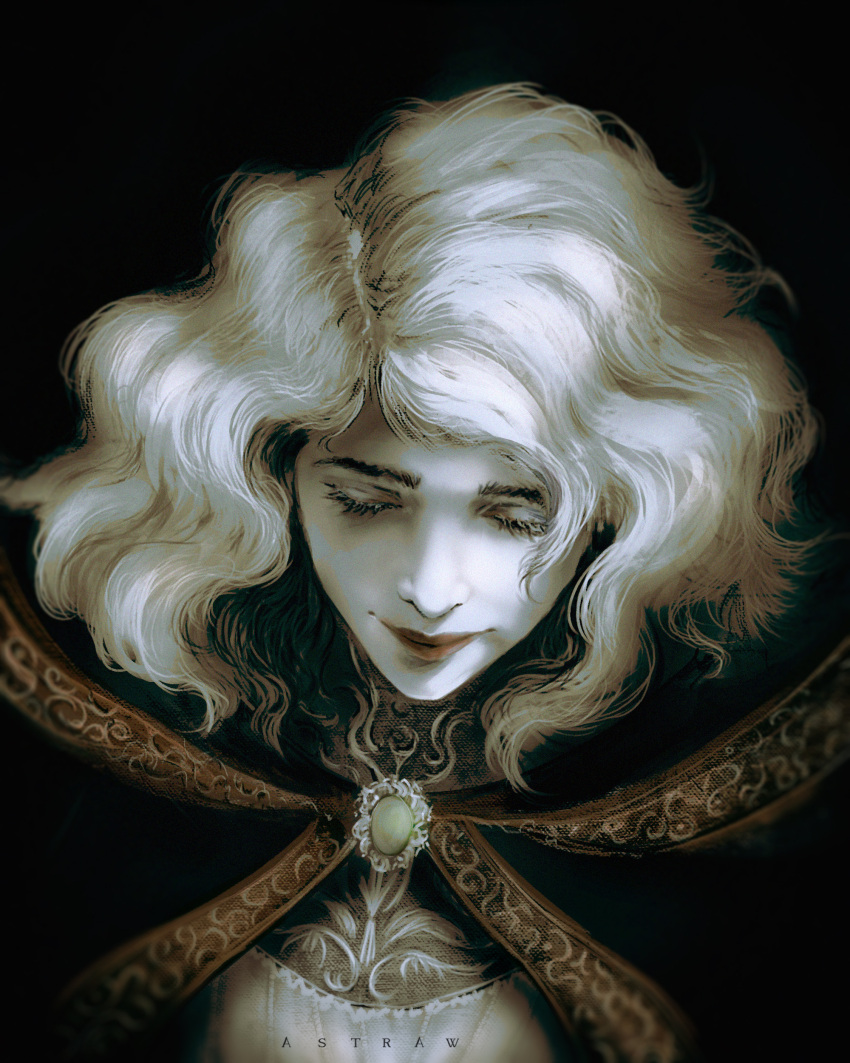 Safebooru - 1girl absurdres alternate color artist name astraw black background blonde hair ...